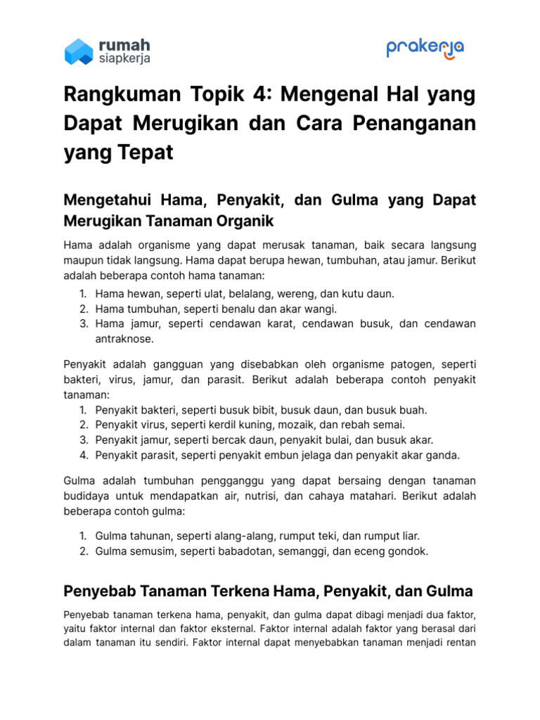Rangkuman Topik 4 Mengenal Hal Yang Dapat Merugikan Dan Cara Penanganan Yang Tepat | PDF