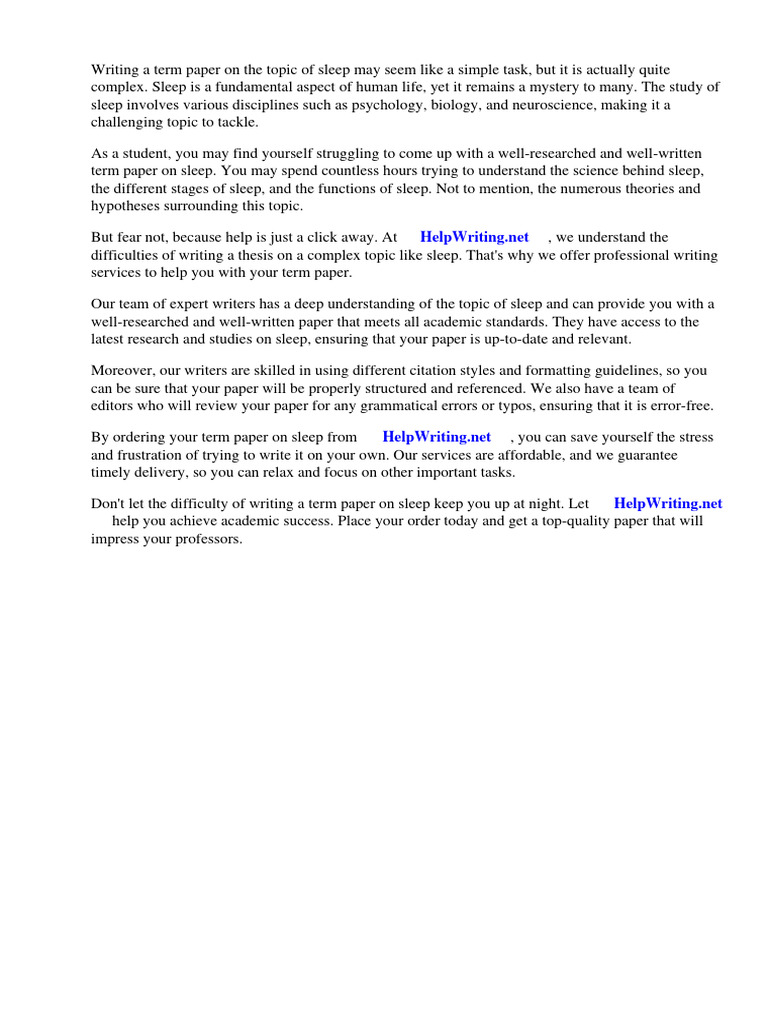 Term Paper Why Do We Sleep | PDF | Sleep | Rapid Eye Movement Sleep