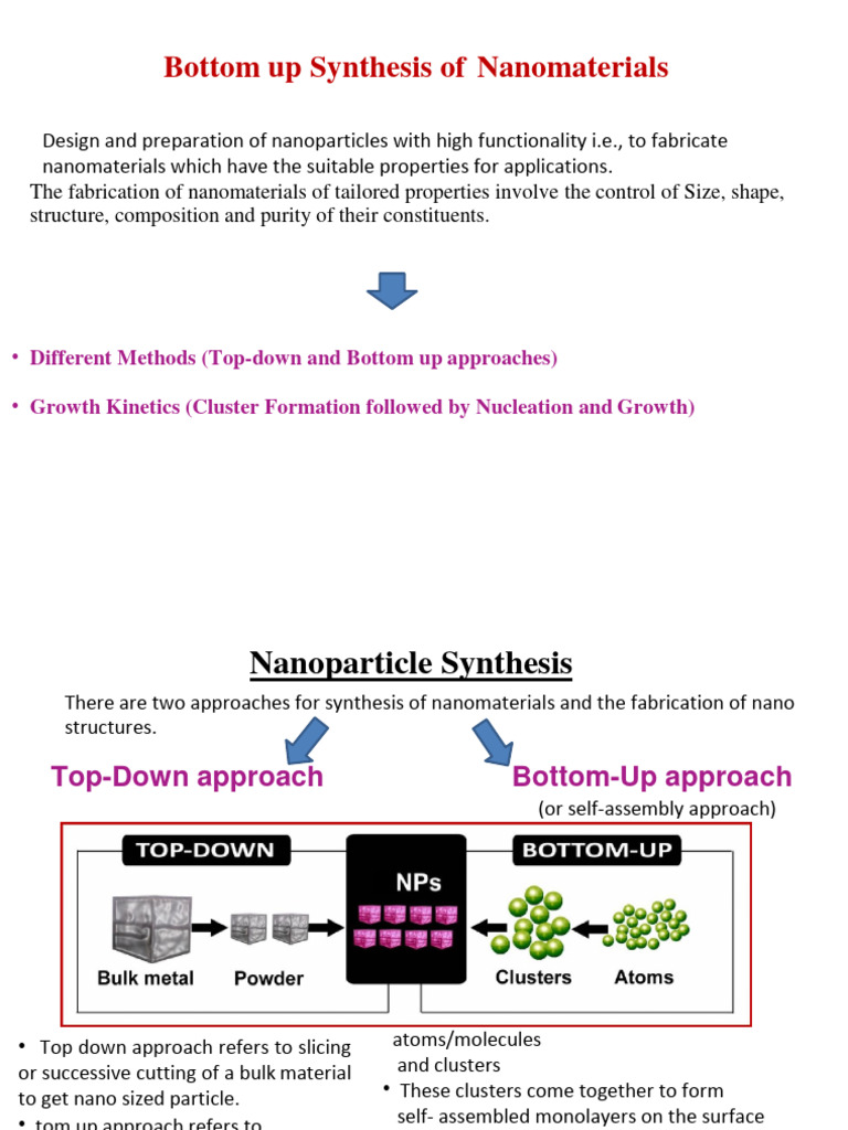 Bottom-Up Nanomaterial Synthesis Methods | PDF | Nucleation | Sputtering