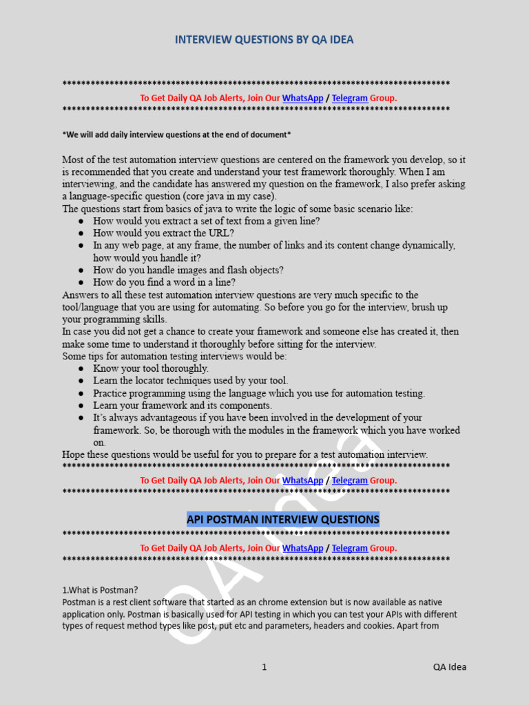 QA Idea Interview Questions | Download Free PDF | Selenium (Software) | Software Engineering