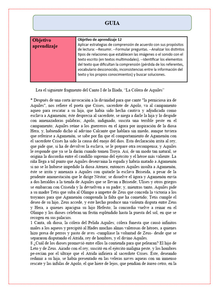 GUIA2 | PDF | Aquiles | Agamenón