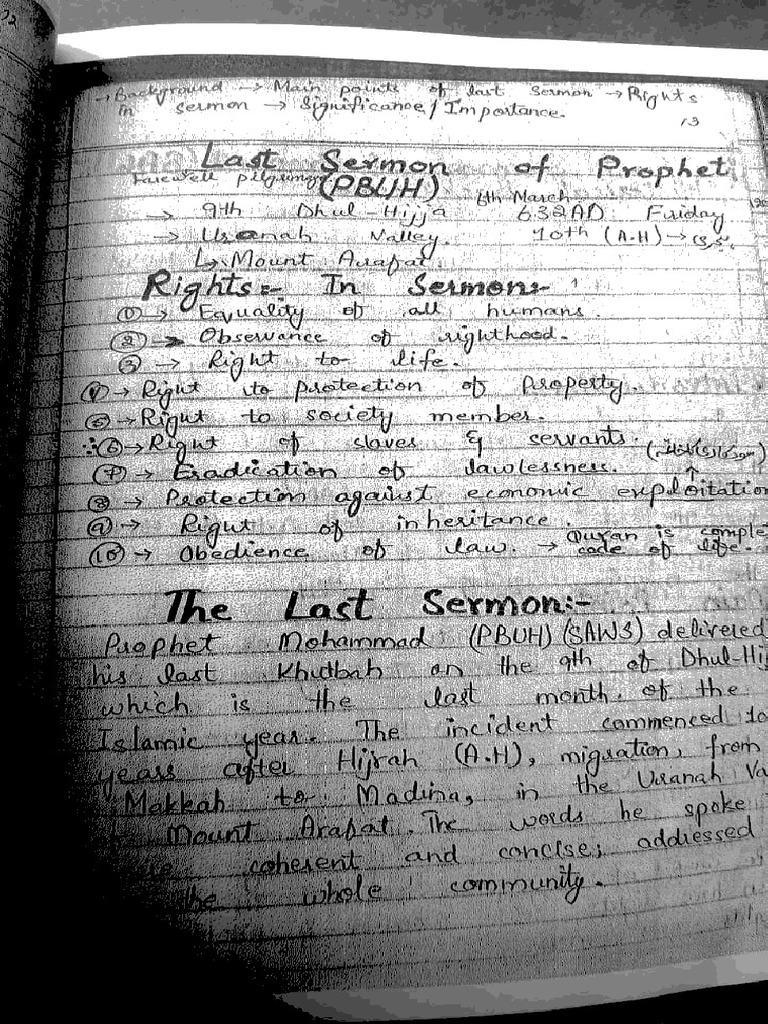 The Last Sermon of Muhammad SAW DOCUMENTTT | PDF