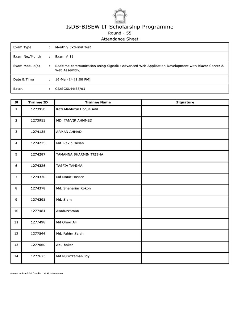 External Attendance Sheet | PDF