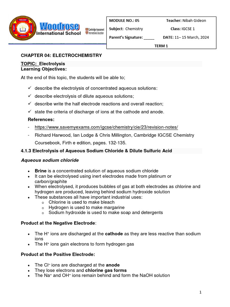 Chem Igcse 1 Module 5 Pdf Ion Chlorine
