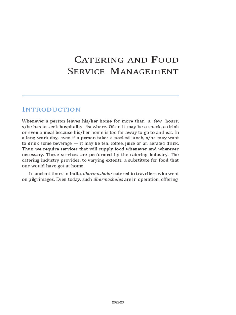 Catering and Food Service Management Guide | PDF | Menu | Foodservice