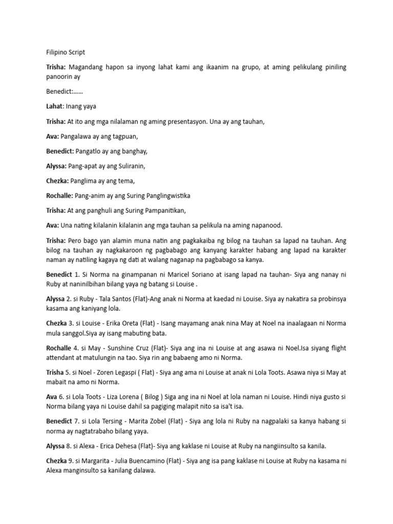 Fil Script Suring Pelikula | PDF