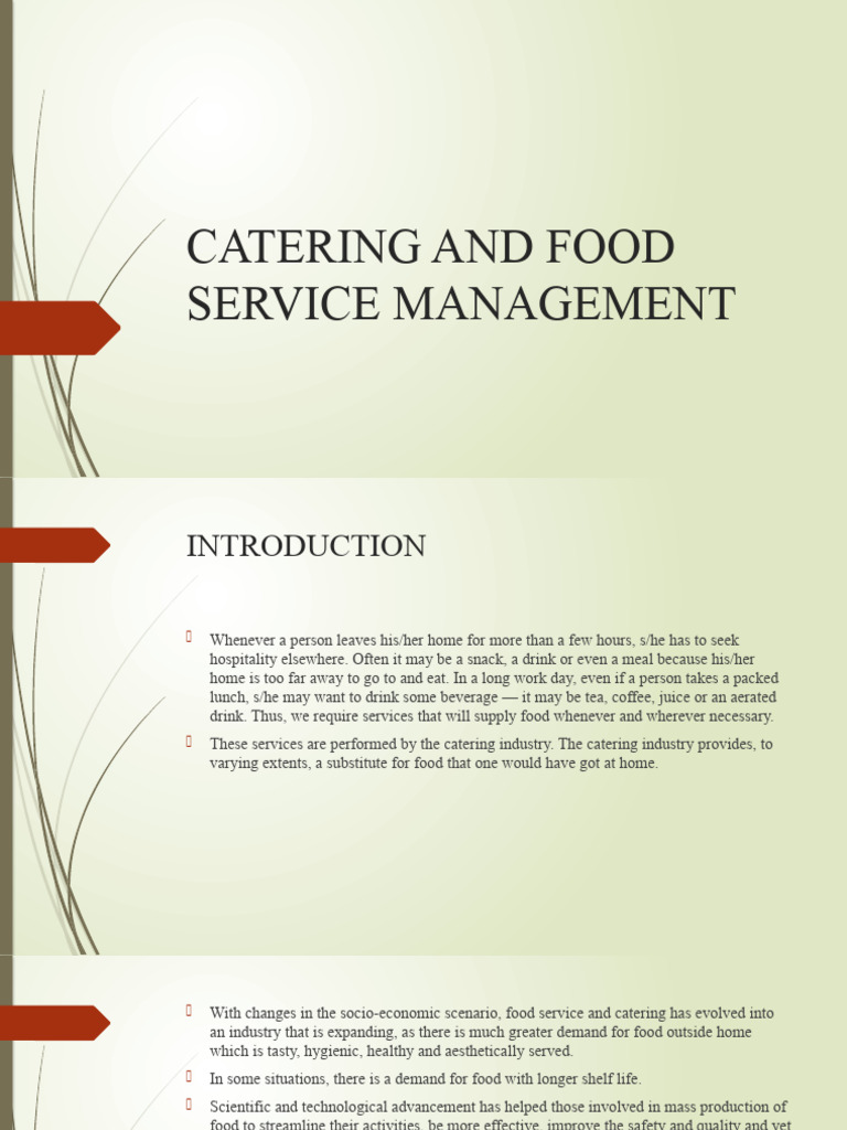 Catering and Food Service Management - Report | PDF | Foodservice ...