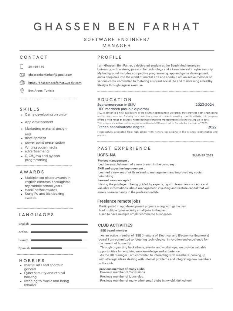Ghassen Ben Farhat Resume | PDF | Computer Security | Security