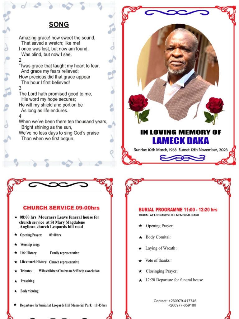 Lameck Daka Memorial Service Details | PDF | Poetry
