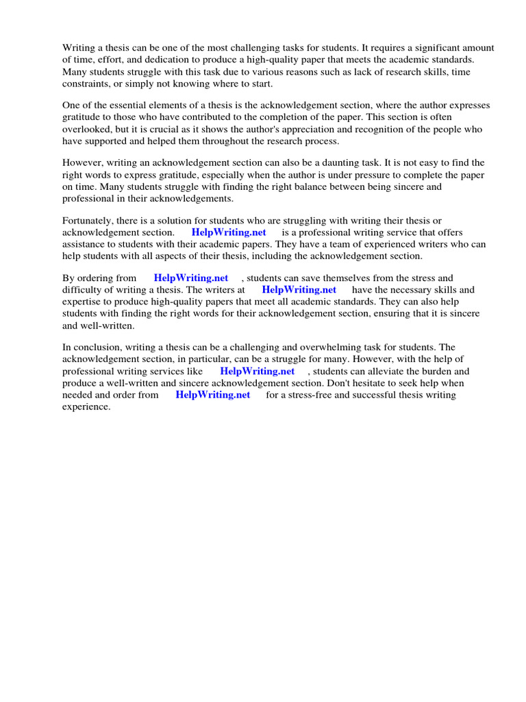 Acknowledgement Sample in Term Paper | PDF | Thesis | Academic Publishing