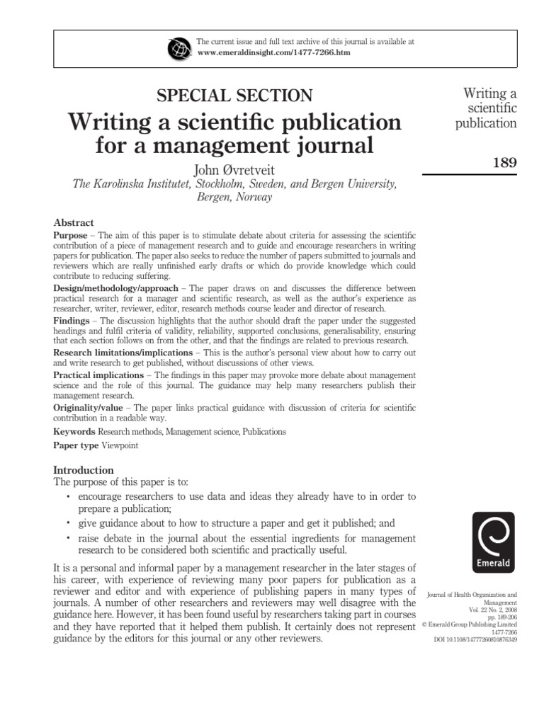 Writing - A Scientific Publication | Download Free Pdf | Methodology 