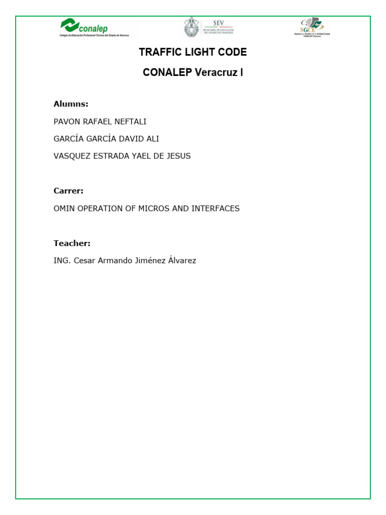 Traffic Lights Arduino Project Pdf Arduino Traffic Light 0391