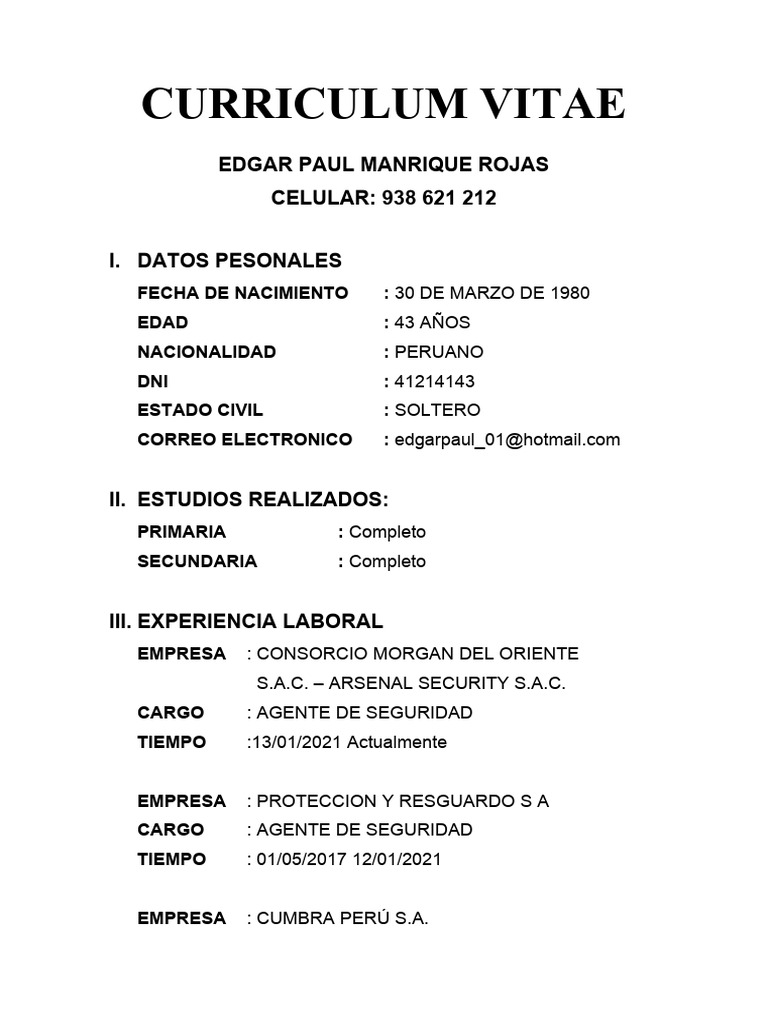 CURRICULUM VITAE cirilo | PDF