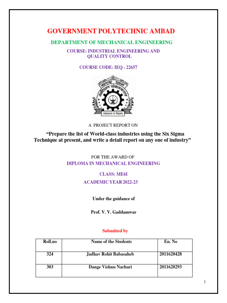 Rohit JAdhav IEQ Microproject 12 | PDF | Six Sigma | Standard Deviation
