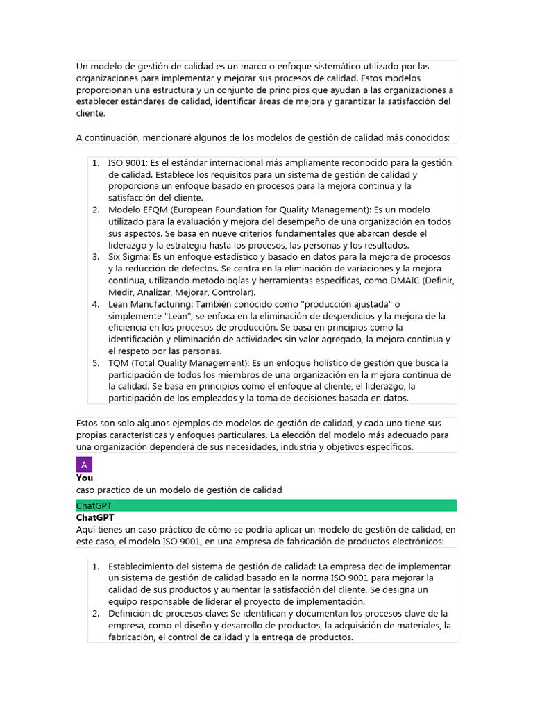 Un Modelo de Gestión de Calidad | Descargar gratis PDF | Calidad (comercial) | Sistema de manejo ...