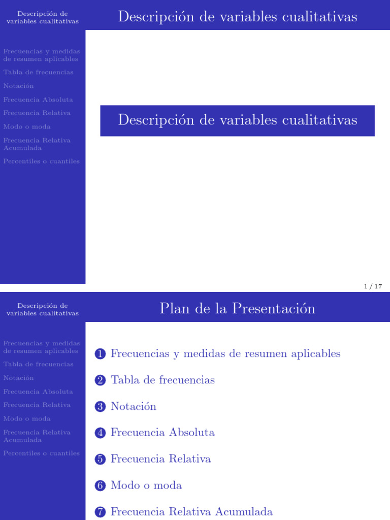 Descripcion de variables cualitativas | PDF | Cuantil | Muestreo (Estadísticas)
