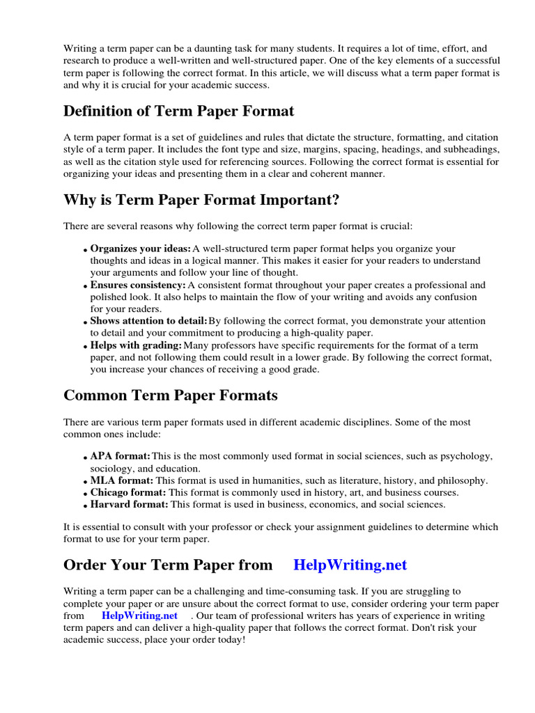 What Is A Term Paper Format | PDF | Citation