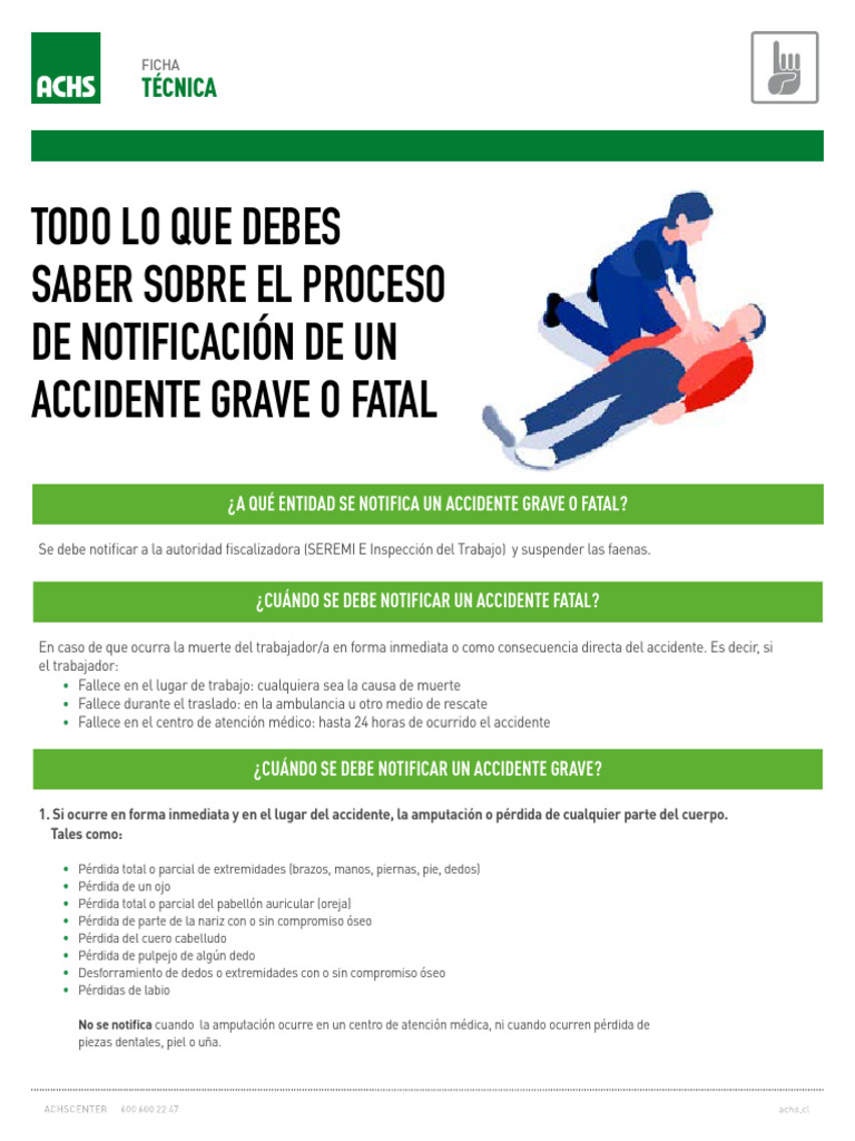Ficha Proceso de Notificacion de Un Accidente Grave o Fatal | PDF | Hospital | Reanimación ...