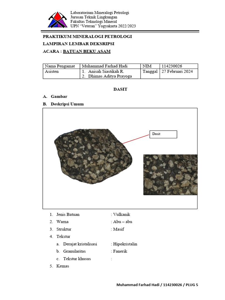 Lampiran Lembar Deskripsi Revisi Dasit | PDF