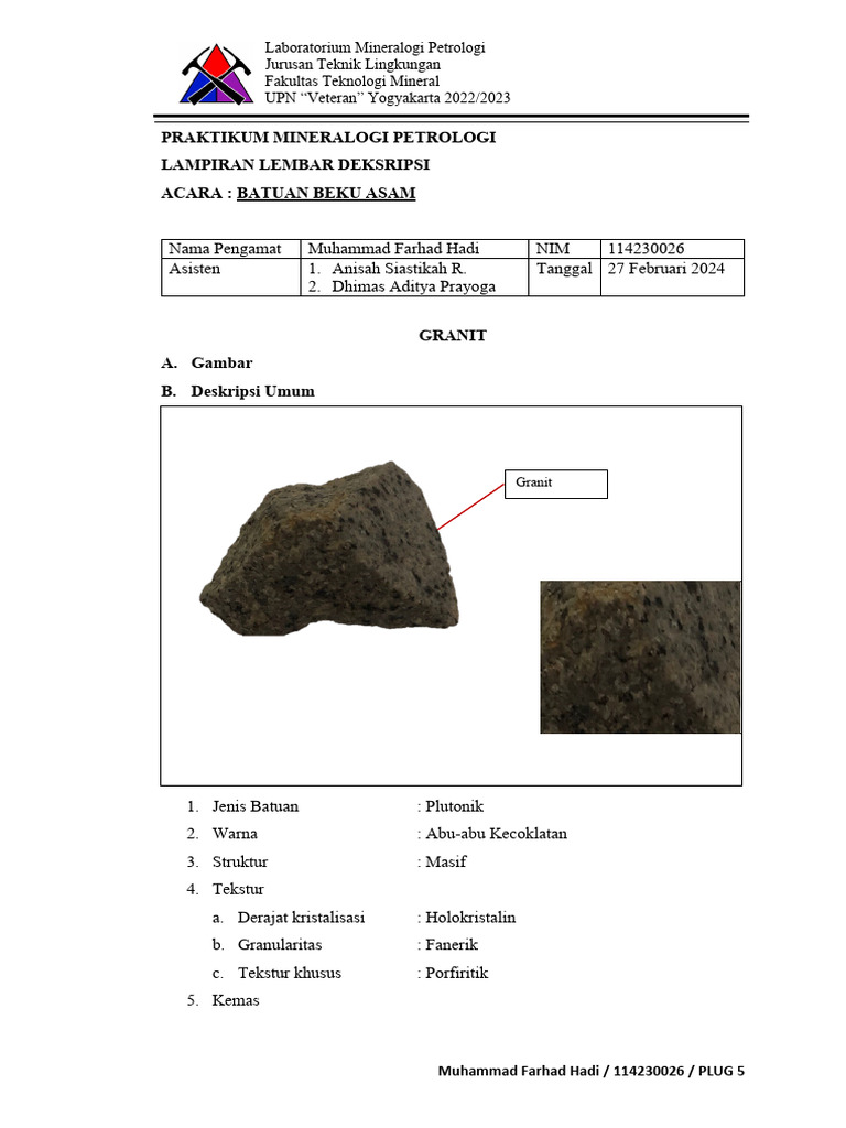 Lampiran Lembar Deskripsi Revisi Granit 1 Maret | PDF