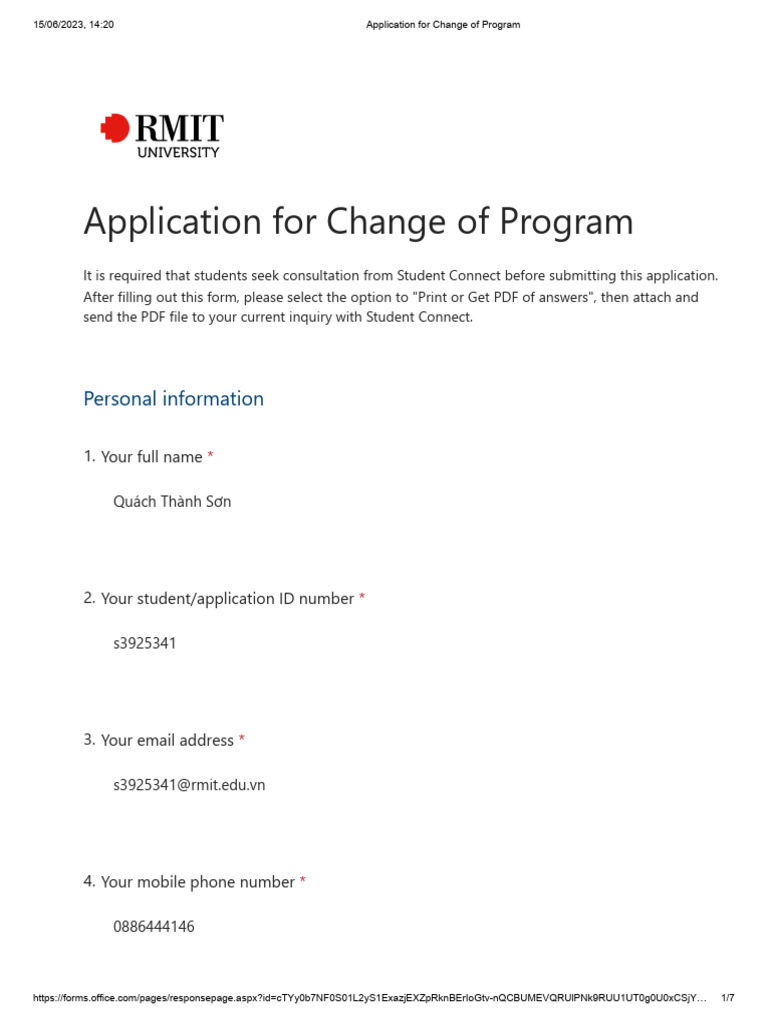Application for Change of Program | PDF | Business | Computing