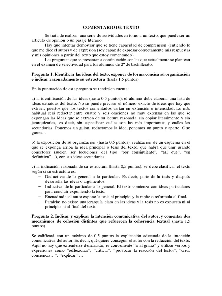 Comentario de Texto | PDF