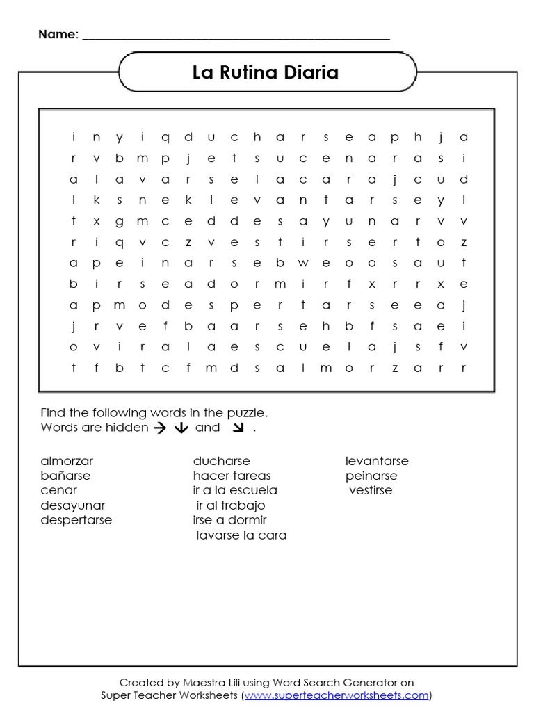 Super Teacher Worksheets La Rutina Diaria | Download Free PDF | Puzzles ...