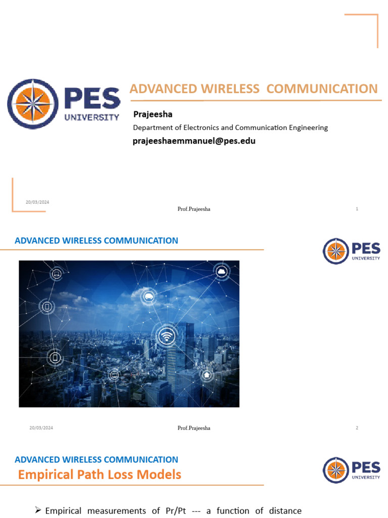 Advanced Wireless Communication: Prajeesha Prajeeshaemmanuel@pes - Edu ...