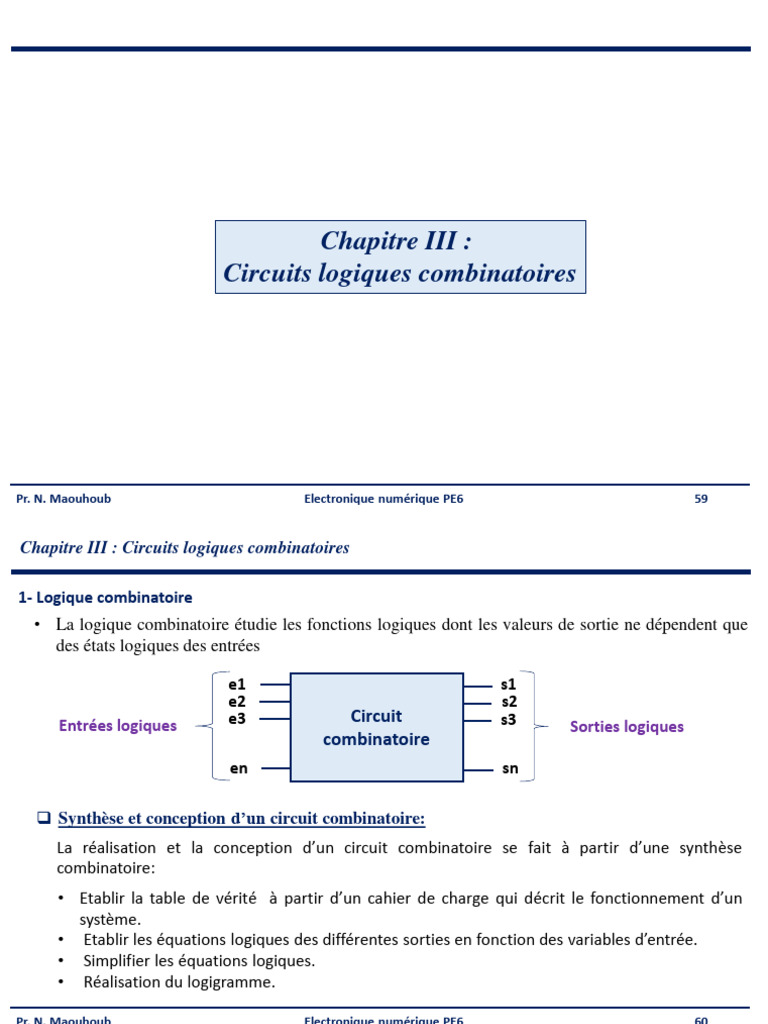 Circuits Logiques Combinatoires | PDF | Circuit électronique ...