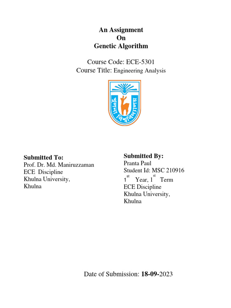 Genetic Algorithm Assignment Overview | PDF | Genetic Algorithm ...