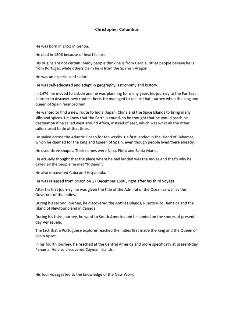 Christopher Columbus | PDF | Voyages Of Christopher Columbus ...