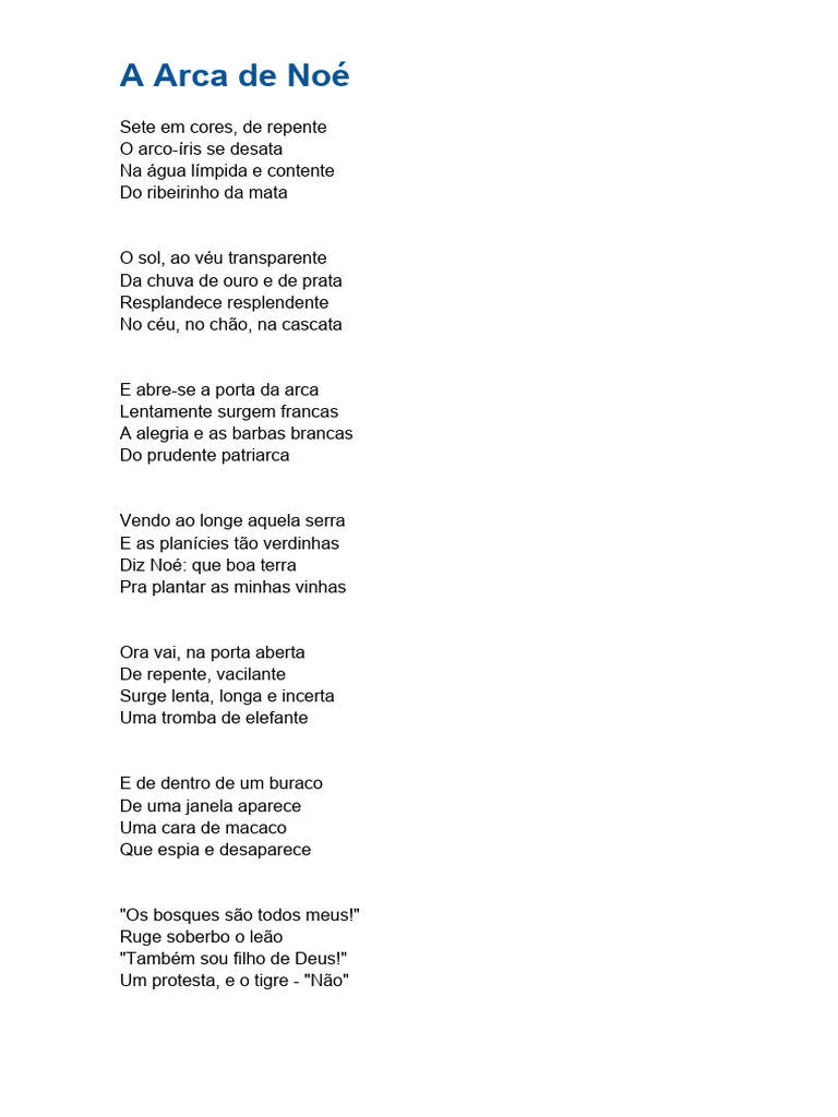 A Arca de Noé Vinicíus de Moraes | PDF