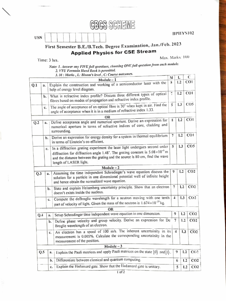 Model Test Questions Physics | PDF | Diffraction | Applied And ...