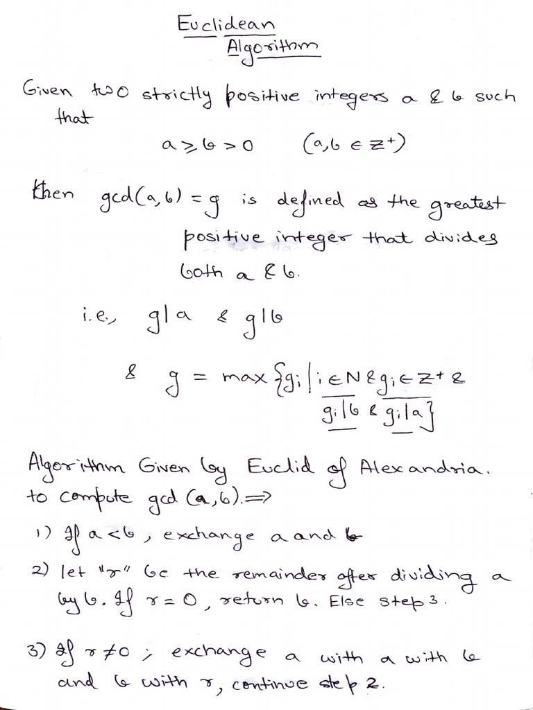 Euclidean Algorithm Explained | PDF | Discrete Mathematics | Euclid