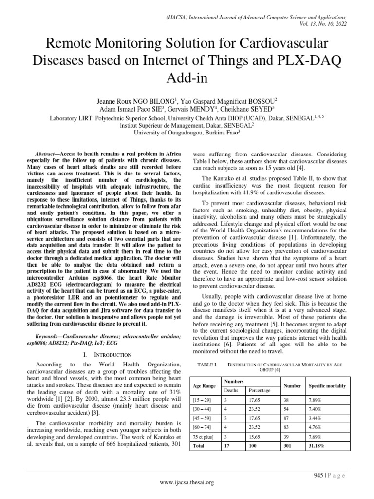 Remote Monitoring Solution For Cardiovascular Diseases Based On ...