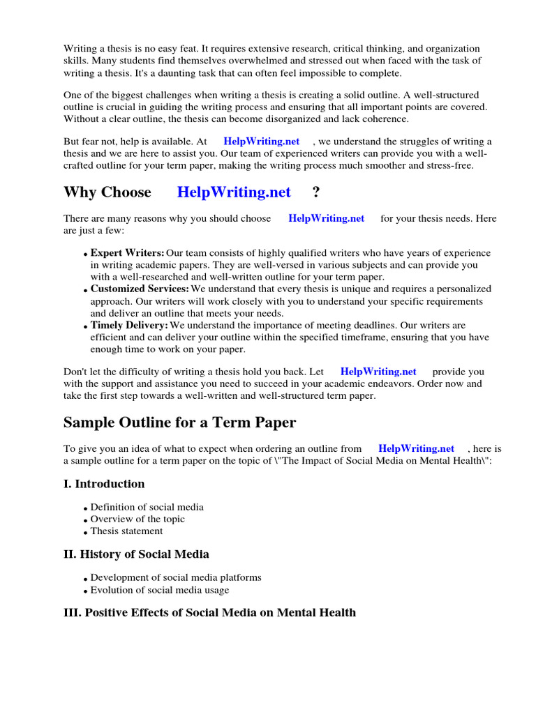 Thesis Writing Help and Outline Services | PDF | Social Media | Popular ...