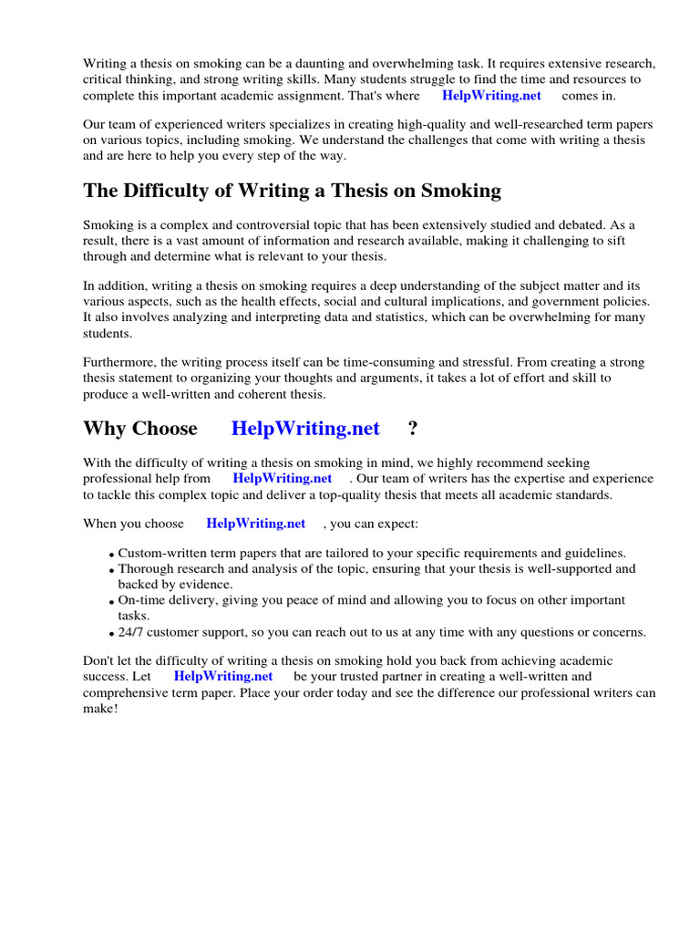 Introduction Smoking Term Paper | PDF | Tobacco Smoking | Addiction