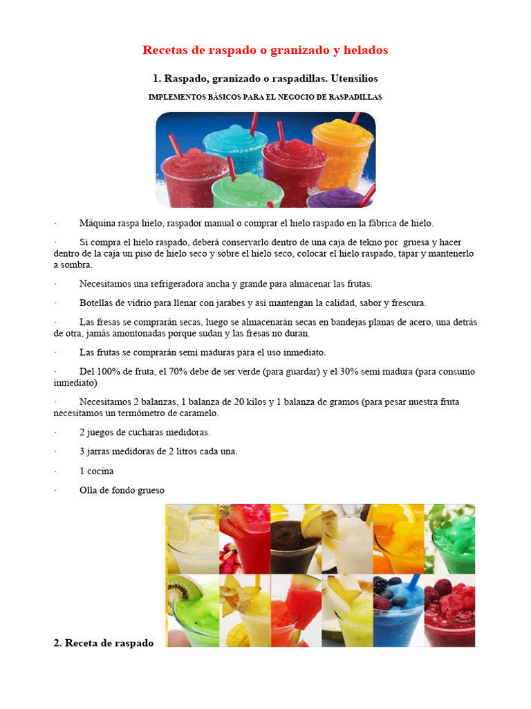 Recetas de Raspados Exoticos y Otras Mas Con Chamoy | PDF | Helado ...