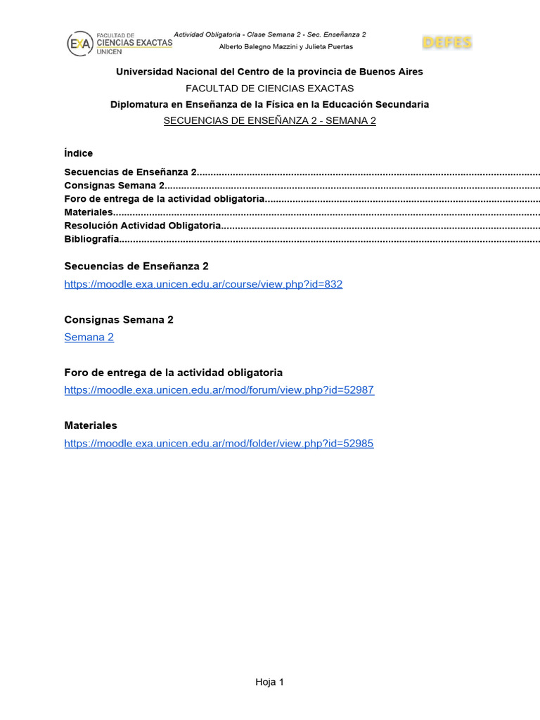 UNICEN - DEFES - SE2 - Balegno y Puertas - Semana 2 | PDF | Enseñando