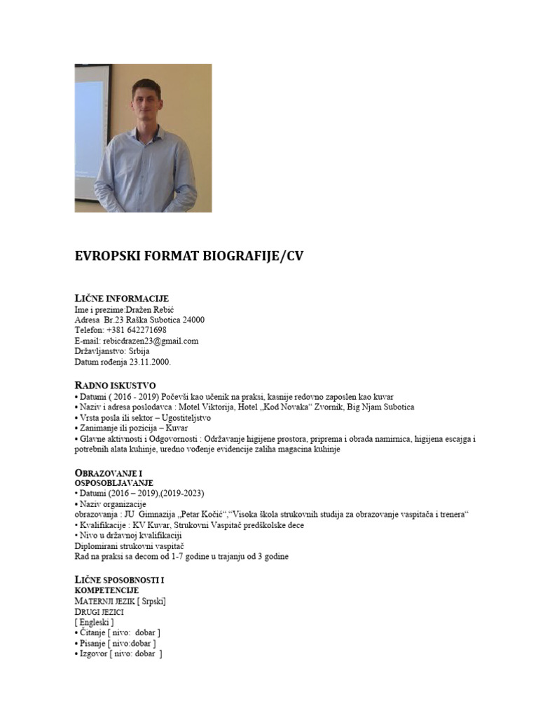 Biografija Za Posao | PDF