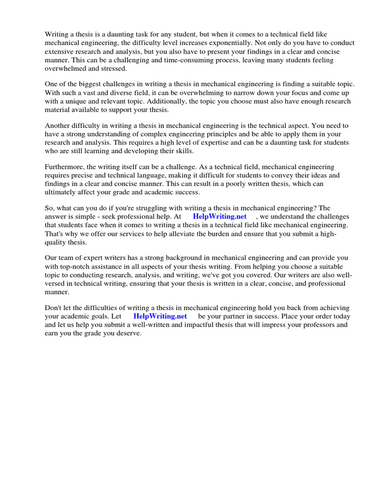 Mechanical Engineering Thesis Help | PDF | Engineering | Mechanical Engineering