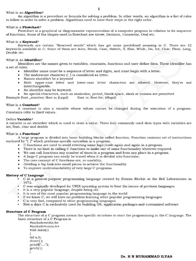 C and CPP Complete Notes Img Oct 2023 | PDF