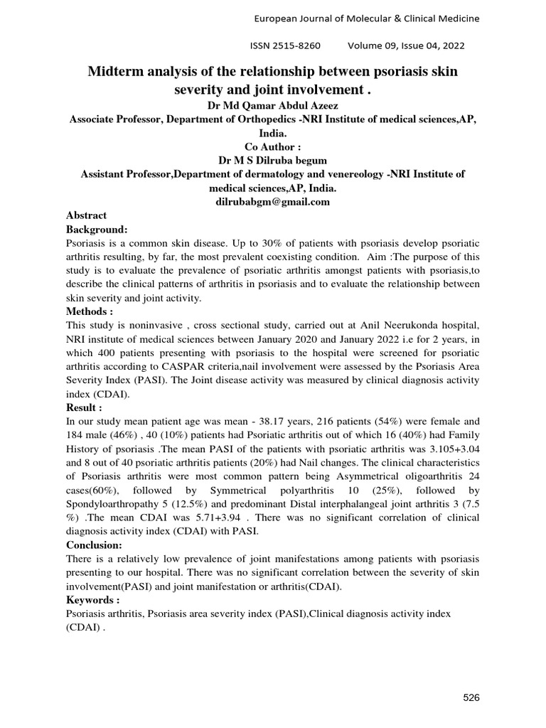 Psoriasis Study | PDF | Psoriasis | Arthritis