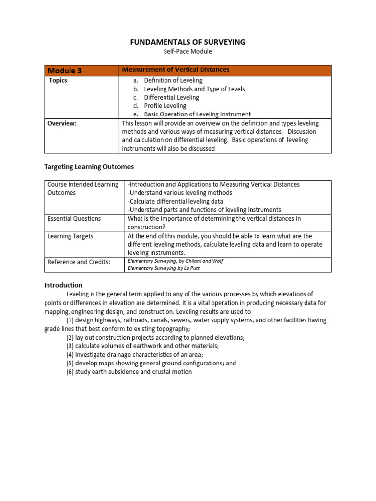 Fundamental of Surveying Module 3 -part 1 | PDF | Surveying
