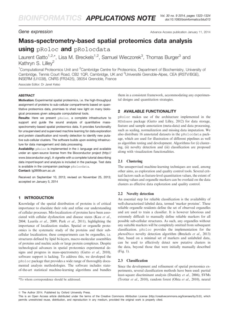 Mass-spectrometry-based spatial proteomics data analysis using | PDF | Proteomics | Support ...
