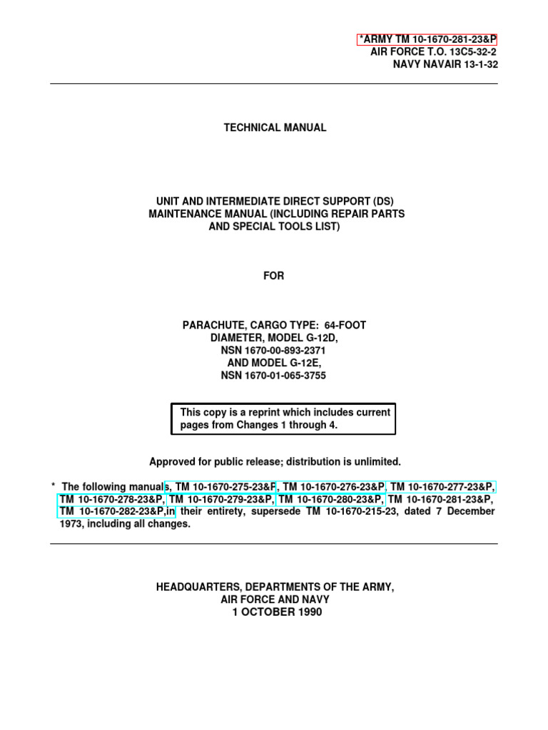 Army TM 10 1670 281 23 Amp P Air Liberated | PDF | Parachute | United ...