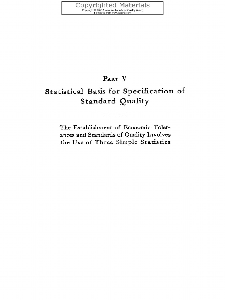 Shewhart, Walter A. - Economic Control of Quality Manufactured Product ...