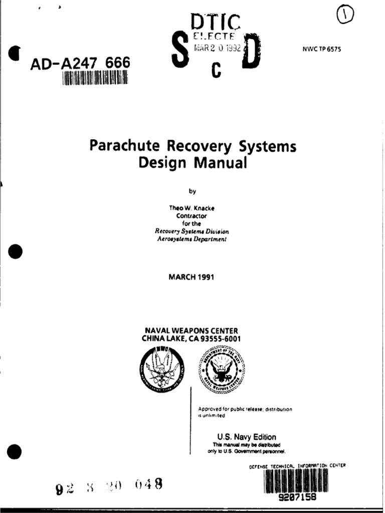 Parachute Recovery Systems Design Manual | PDF