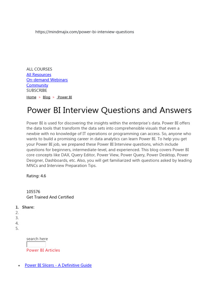 Power BI Interview Prep Guide | PDF | Business Intelligence | Microsoft Excel