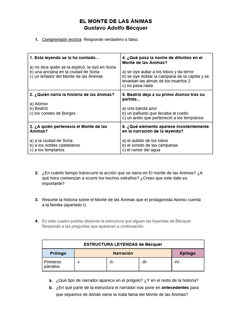 Guía de Estudio: El Monte de las Ánimas | PDF | Ficción general